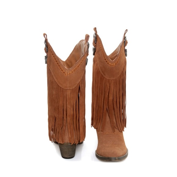 Very Volatile | Shoes | Very Volatile Hillside Fringe Western Boots Tan ...